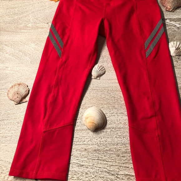 Fabletics | Pants & Jumpsuits | Rare Fabletics Bright Red Crop Legging ...